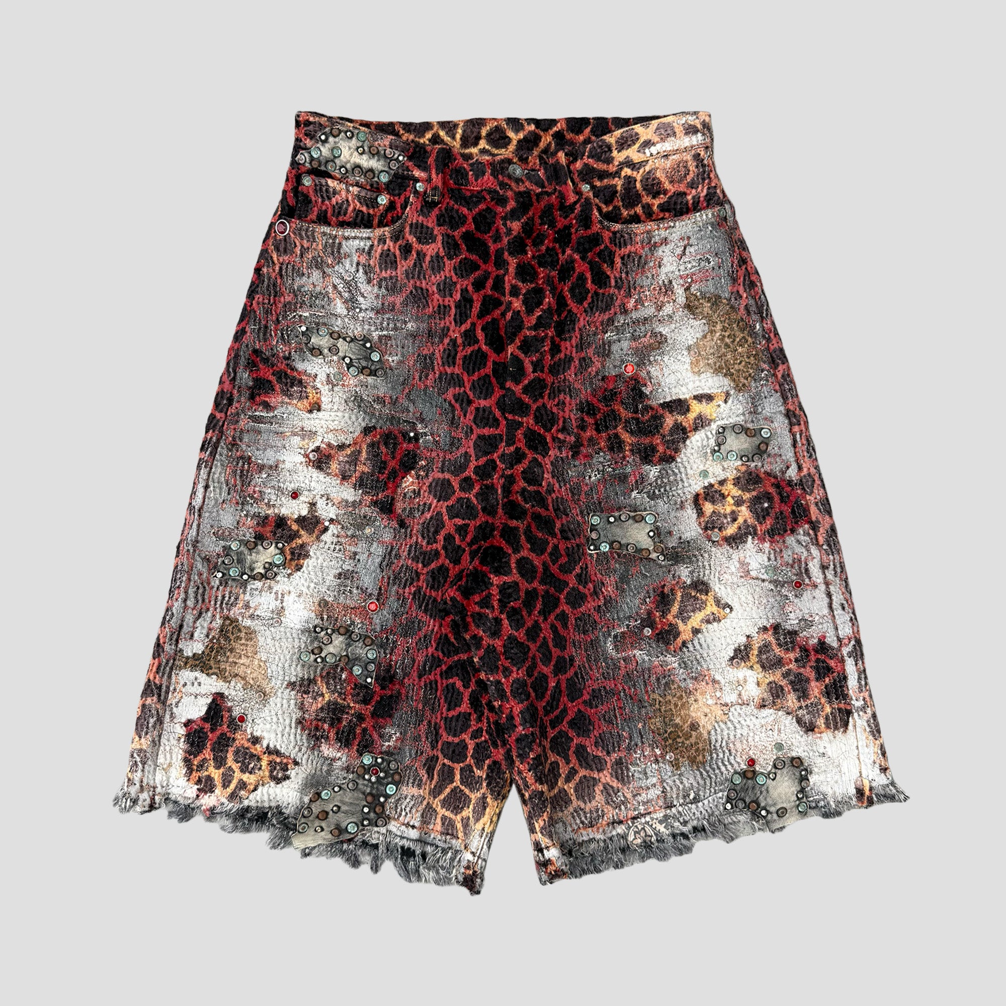 PROLETA RE ART - GIRAFFE ECO FUR BORO x STUDS BAGGY SHORTS